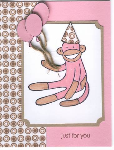 pretty in pink monkey by luvs2stamp2 at Splitcoaststampers