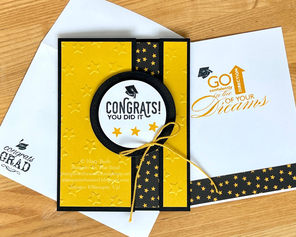 Congratulations Graduate In Gold and Black by MaryEB at Splitcoaststampers